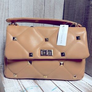 New York & Company | Bags | Nyc New York And Co Tan Quilted Gold Stud ...